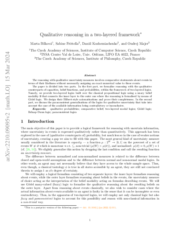 (PDF) Qualitative Reasoning in a Two-Layered Framework