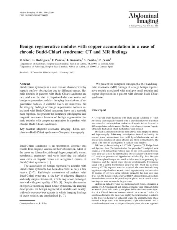(PDF) Benign regenerative nodules with copper accumulation in a case of ...