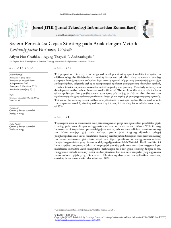 (PDF) Sistem Pendeteksi Gejala Stunting pada Anak dengan Metode ...