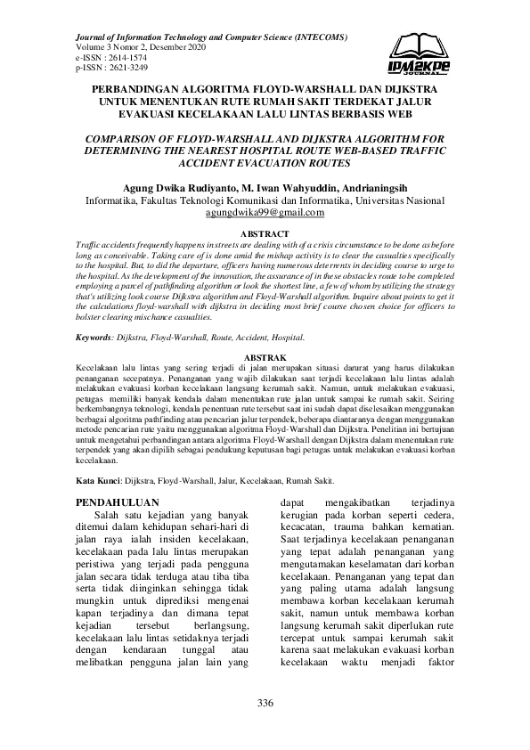 (PDF) Perbandingan Algoritma Floyd-Warshall Dan Dijkstra Untuk ... (PDF) Perbandingan Algoritma Floyd-Warshall Dan Dijkstra Untuk ...