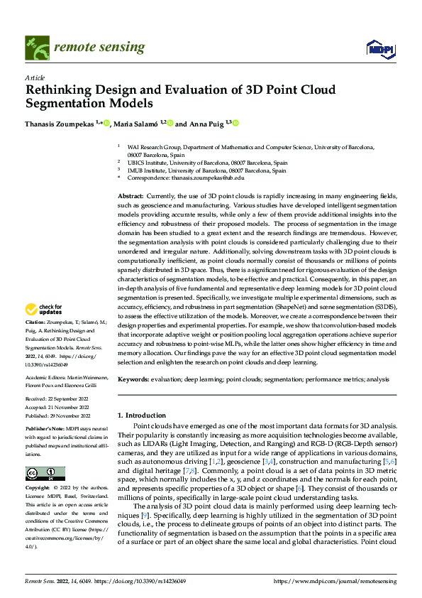 (PDF) Rethinking Design and Evaluation of 3D Point Cloud Segmentation Models
