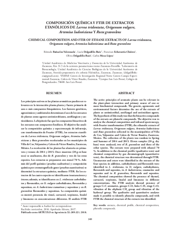 (PDF) Chemical composition and FTIR of ethane extracts of Larrea ...