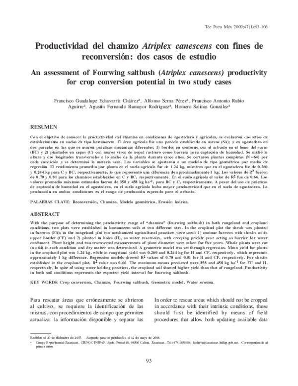 (PDF) Productividad del chamizo Atriplex canescens con fines de ...
