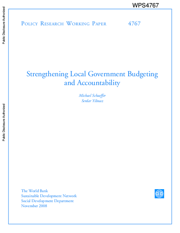 (PDF) Strengthening Local Government Budgeting And Accountability