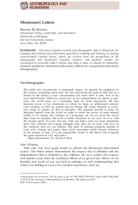 (PDF) Montessori Letters
