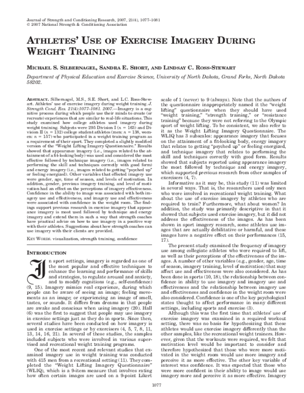 (PDF) Athletesʼ Use of Exercise Imagery During Weight Training