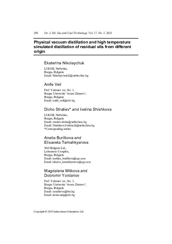 (PDF) Physical vacuum distillation and high temperature simulated ...