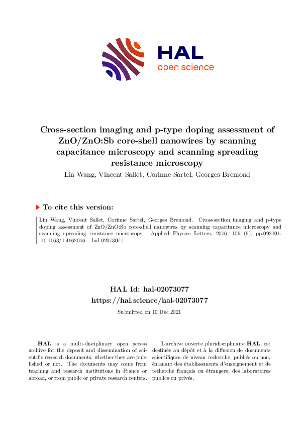 (PDF) Cross-section imaging and p-type doping assessment of ZnO/ZnO:Sb ...