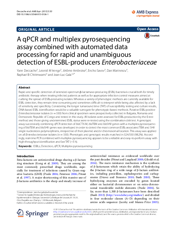 (PDF) A qPCR and multiplex pyrosequencing assay combined with automated data processing for ...