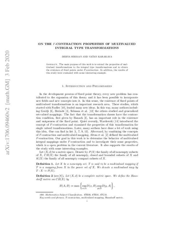 (PDF) Fixed Point Theorem For F-Contraction Of Generalized Multivalued ...