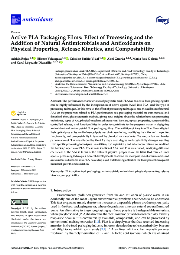 (PDF) Improving PLA Packaging with Natural Additives
