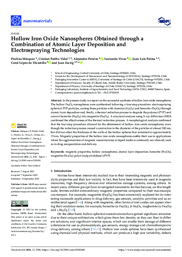 (PDF) Hollow Iron Oxide Nanospheres Obtained through a Combination of ...