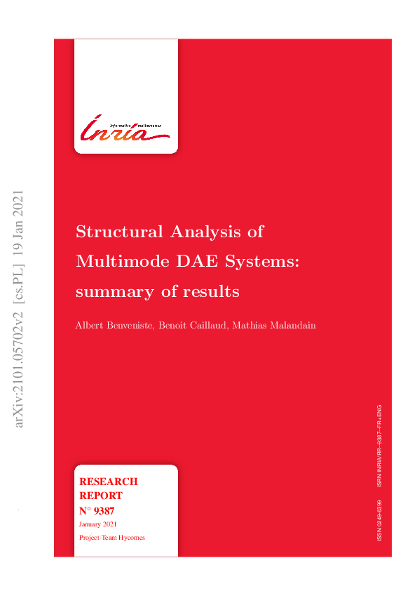 (PDF) Structural Analysis of Multimode DAE Systems: summary of results