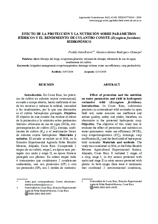 (PDF) Efecto de la protección y la nutrición sobre parámetros hídricos ...