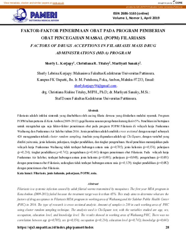 (PDF) Faktor-Faktor Penerimaan Obat Pada Program Pemberian Obat ...