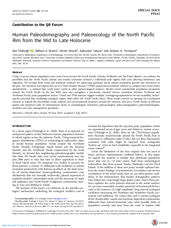 (PDF) Human Paleodemography and Paleoecology of the North Pacific Rim ...