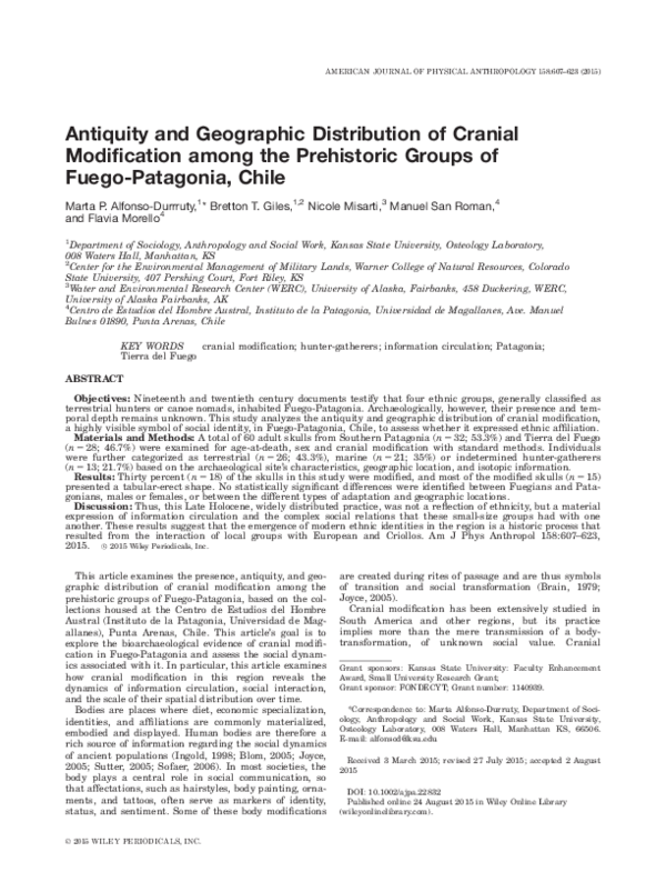 (PDF) Antiquity and geographic distribution of cranial modification ...