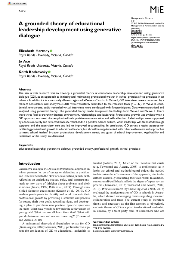 (PDF) A grounded theory of educational leadership development using ...