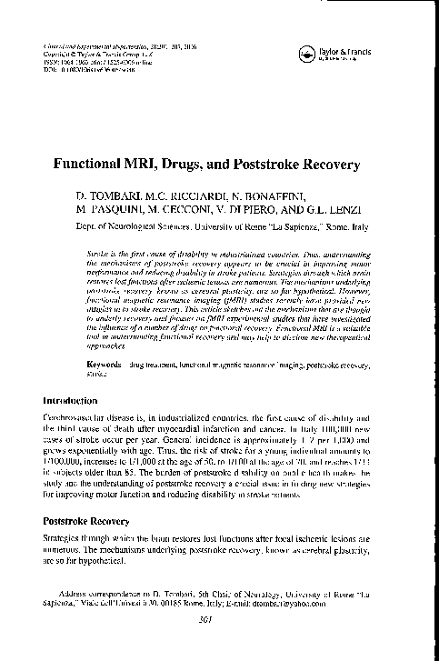 (PDF) Functional MRI, Drugs, and Poststroke Recovery