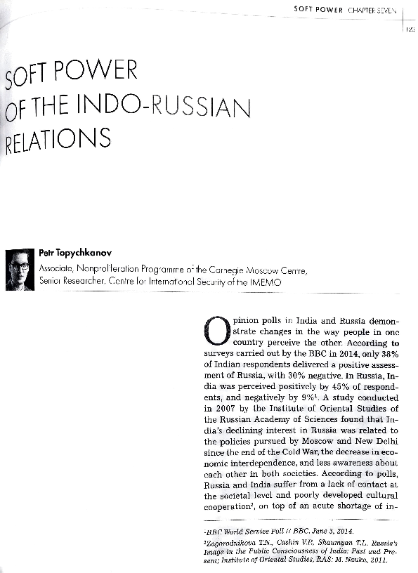 (PDF) Soft power of the Indo-Russian relations