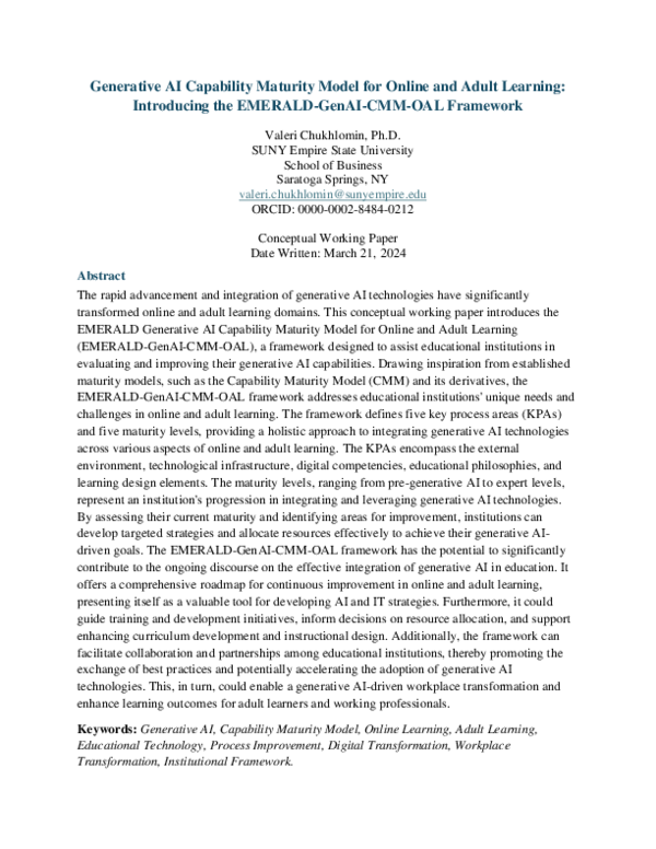 (PDF) Generative AI Capability Maturity Model for Online and Adult ...