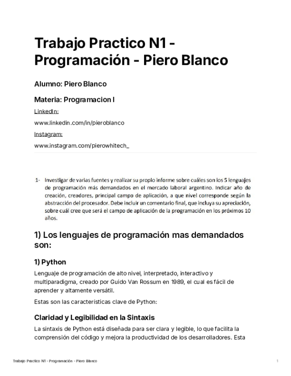 (PDF) Trabajo Practico N1 -Programación -Piero Blanco