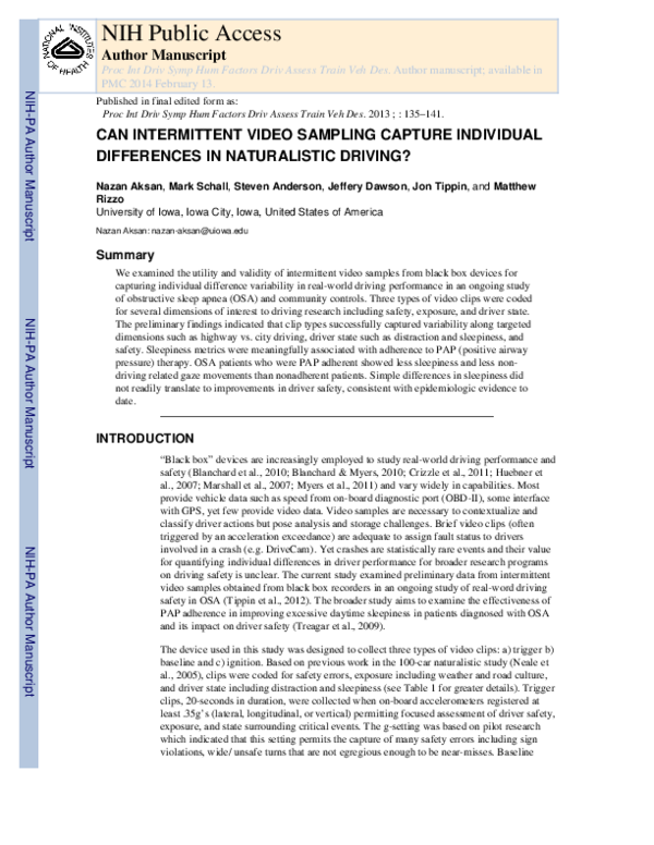 (PDF) Can Intermittent Video Sampling Capture Individual Differences in ...