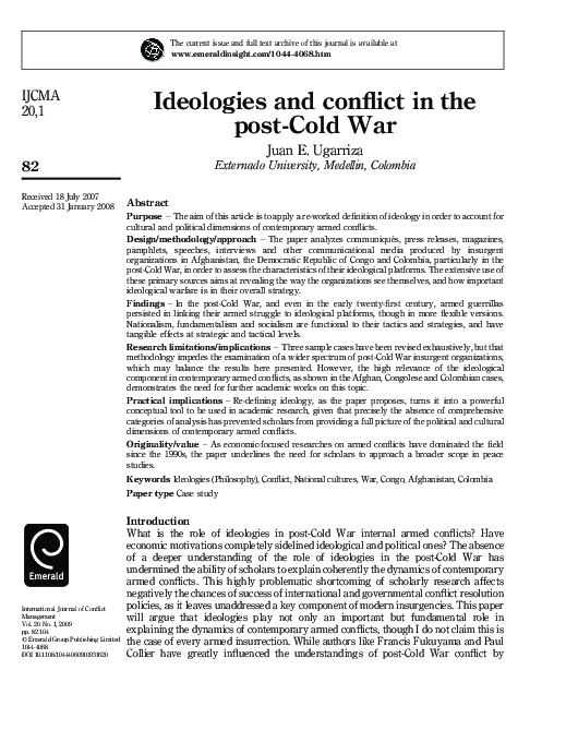 (PDF) Ideologies and conflict in the post‐Cold War