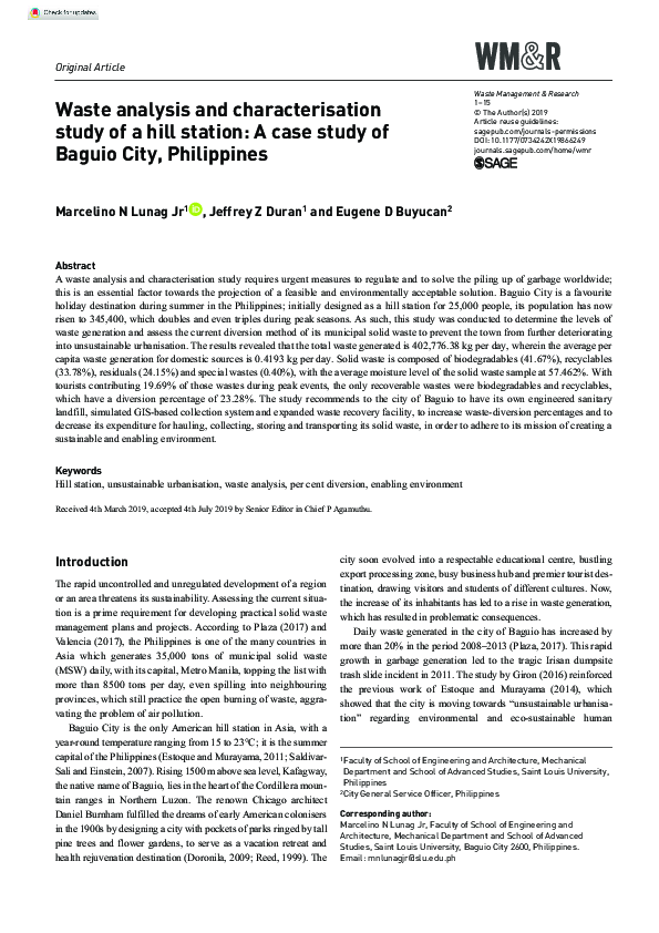 (PDF) Waste analysis and characterisation study of a hill station: A ...