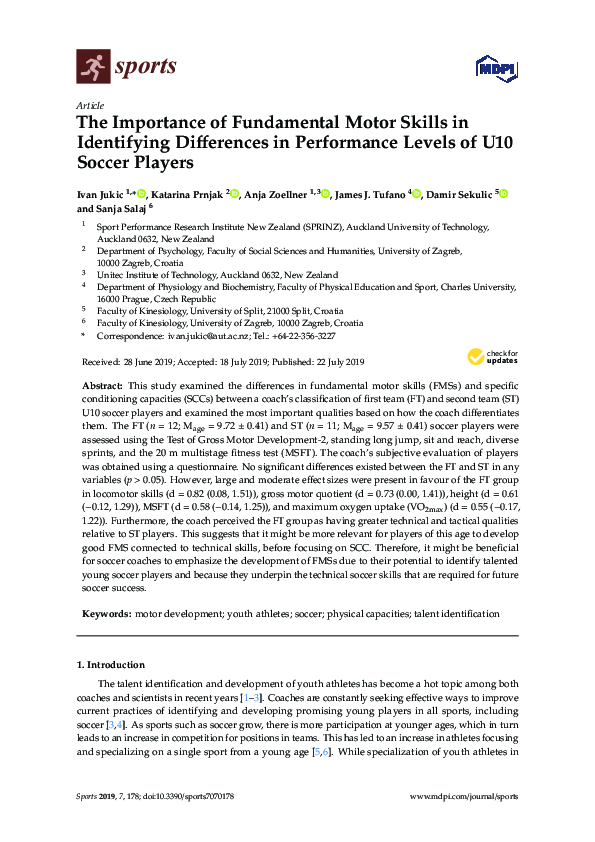 (PDF) The Importance of Fundamental Motor Skills in Identifying ...