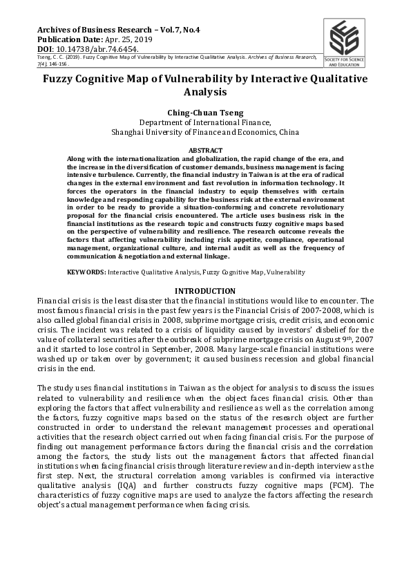 (PDF) Fuzzy Cognitive Map of Vulnerability by Interactive Qualitative Analysis
