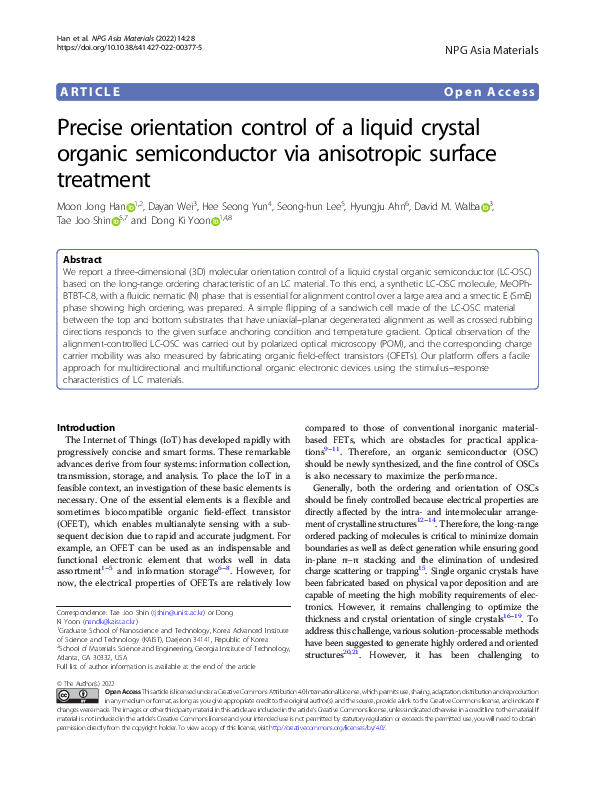 (PDF) Precise orientation control of a liquid crystal organic ...