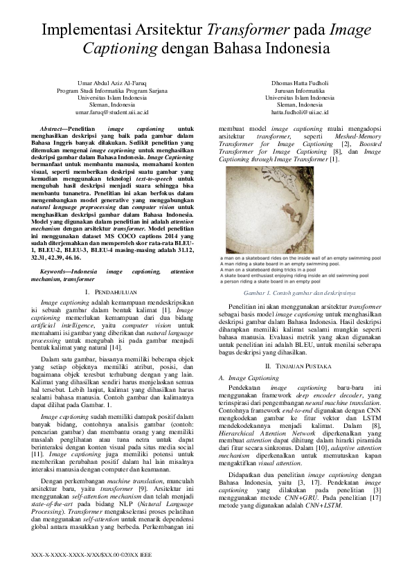 (PDF) Implementasi Arsitektur Transformer pada Image Captioning dengan Bahasa Indonesia