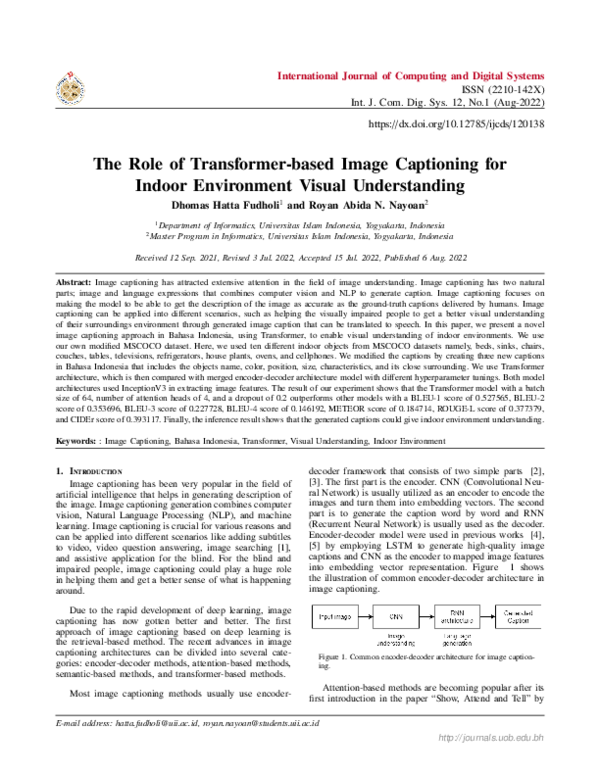 (PDF) The Role of Transformer-based Image Captioning for Indoor ...