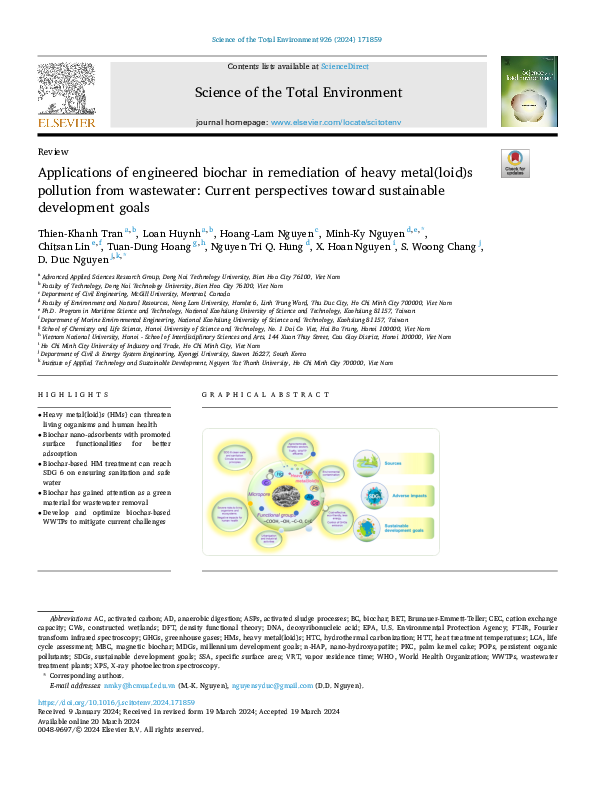 (PDF) Applications of engineered biochar in remediation of heavy metal(loid)s pollution from ...