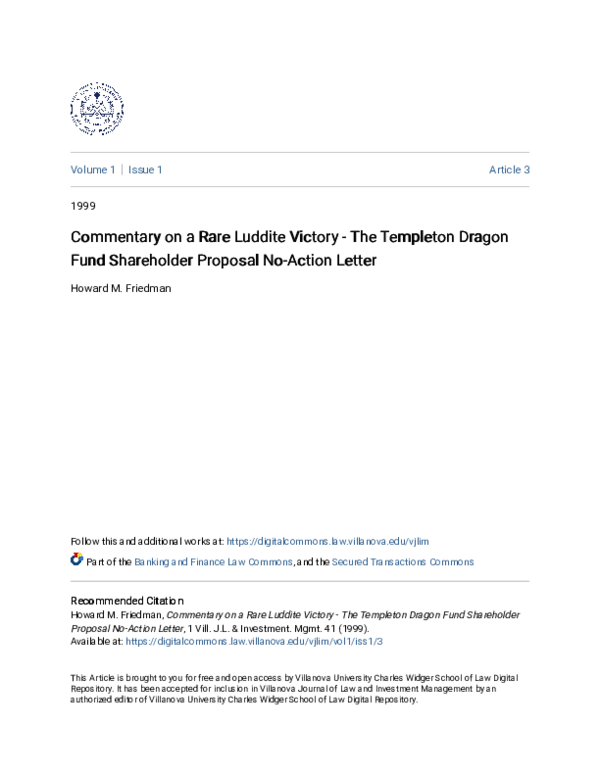 (PDF) Commentary on a Rare Luddite Victory ? The Templeton Dragon Fund ...