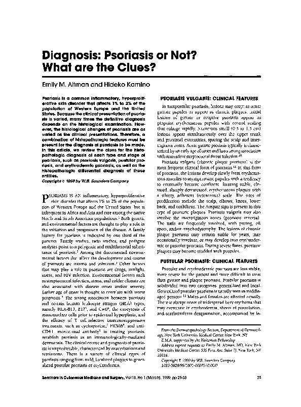 (PDF) Diagnosis: Psoriasis or not? What are the clues?