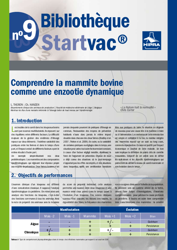 (PDF) Comprendre la mammite bovine comme une enzootie dynamique