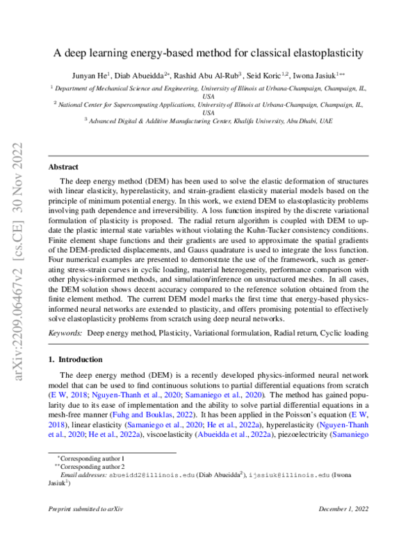 (PDF) A deep learning energy-based method for classical elastoplasticity