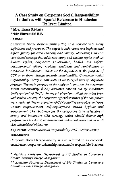 (PDF) A Case Study on Corporate Social Responsibility Initiatives with ...