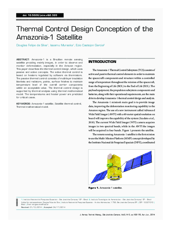(PDF) Thermal Control Design Conception of the Amazonia-1 Satellite
