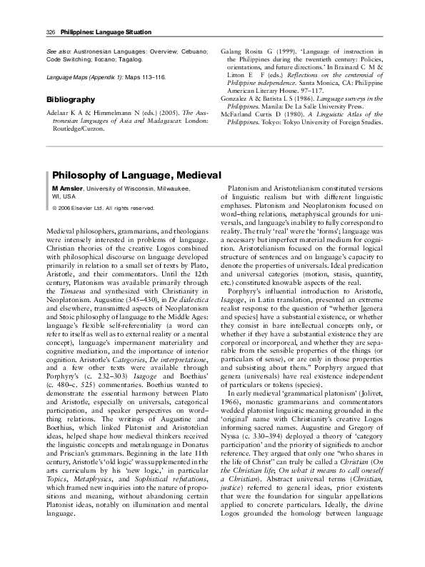 (PDF) Philosophy of Language, Medieval