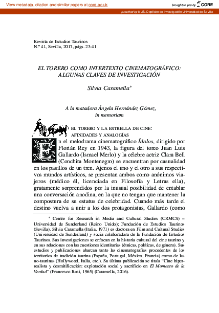 (PDF) El torero como intertexto cinematográfico: algunas claves de ...