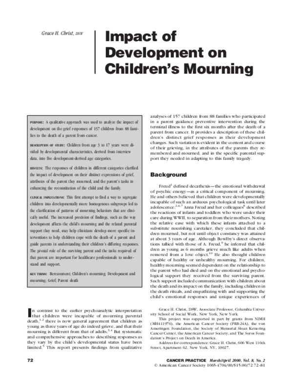 (PDF) Impact of Development on Children's Mourning