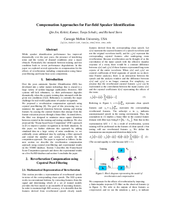 (PDF) Compensation Approaches for Far-field Speaker Identification