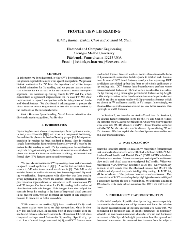 (PDF) Profile View Lip Reading