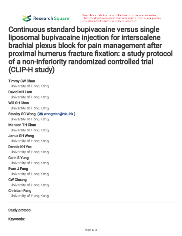 (PDF) Continuous standard bupivacaine versus single liposomal ...