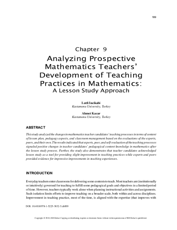(PDF) Analyzing Prospective Mathematics Teachers' Development of ...