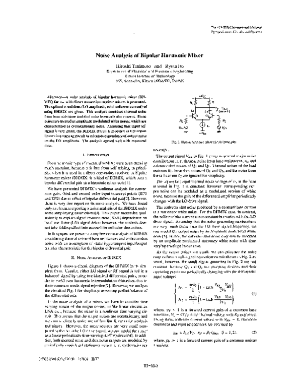 (PDF) Noise analysis of bipolar harmonic mixer