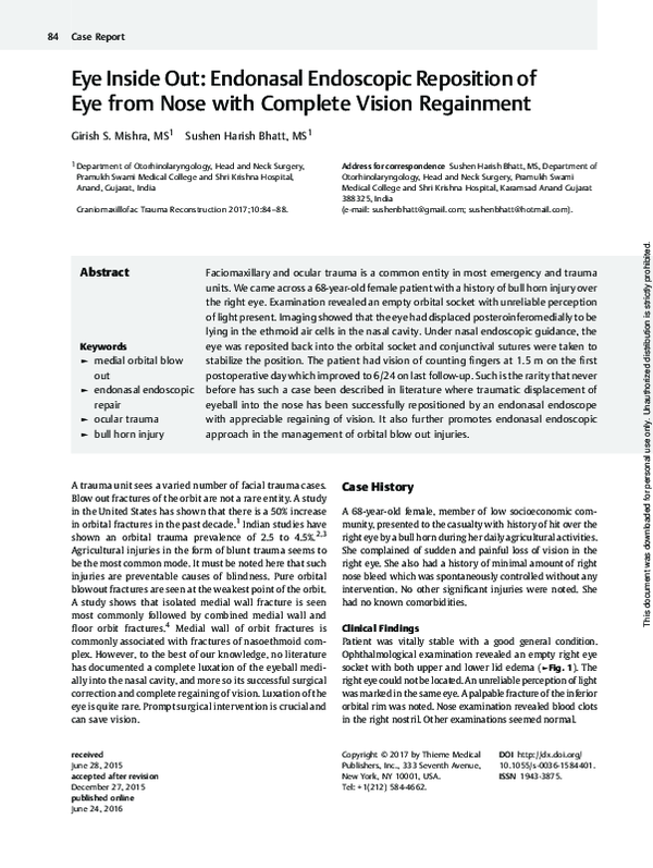 (PDF) Eye Inside Out: Endonasal Endoscopic Reposition of Eye from Nose ...